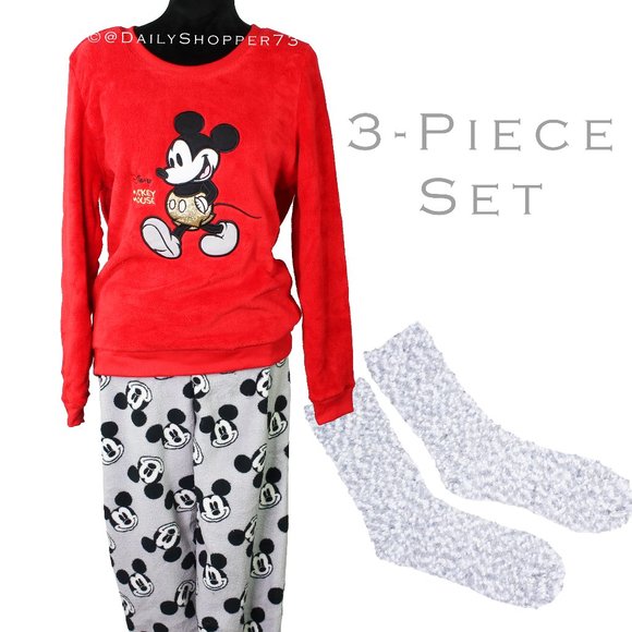 Disney | Intimates & Sleepwear | 3piece Disney Mickey Mouse Plush ...